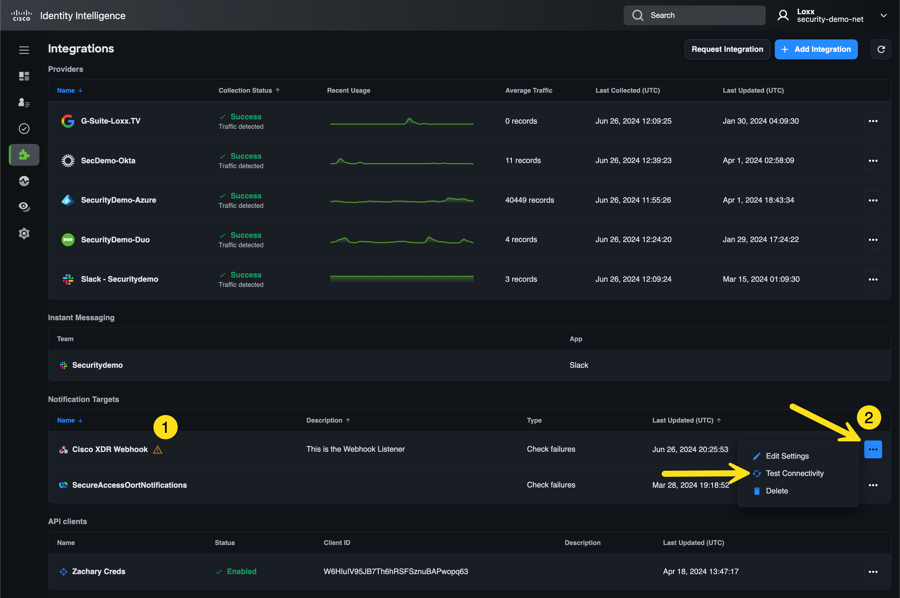 Cisco Identity Intelligence – Webhooks with Cisco XDR – Security of ...